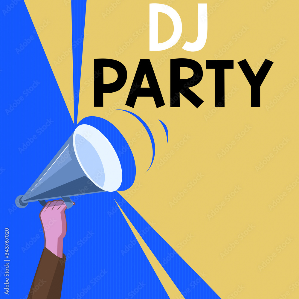 Word writing text Dj Party. Business photo showcasing demonstrating who ...