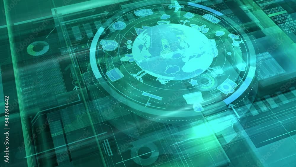 Virtual space with animated worldwide travel infographics. Stock Video ...