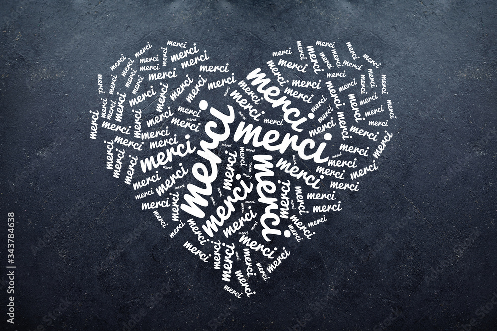 Nuage de mots merci avec un cœur, sur tableau noir, ardoise Stock ...