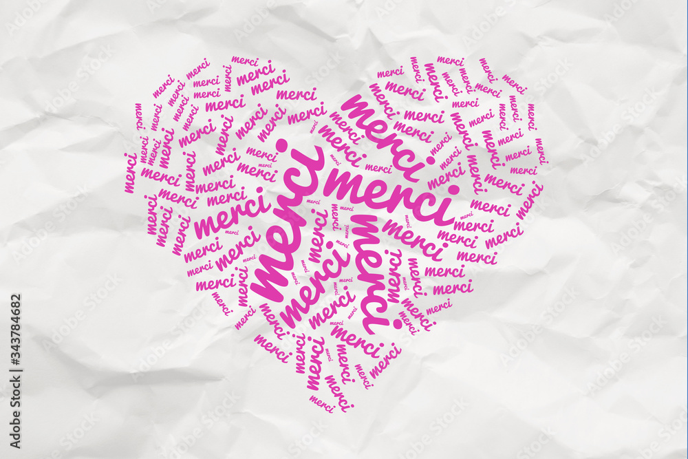Nuage de mots merci avec un cœur Stock Photo | Adobe Stock