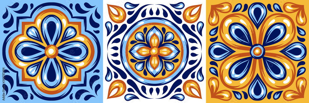 Italian ceramic tile pattern. Mediterranean porcelain pottery. Stock ...