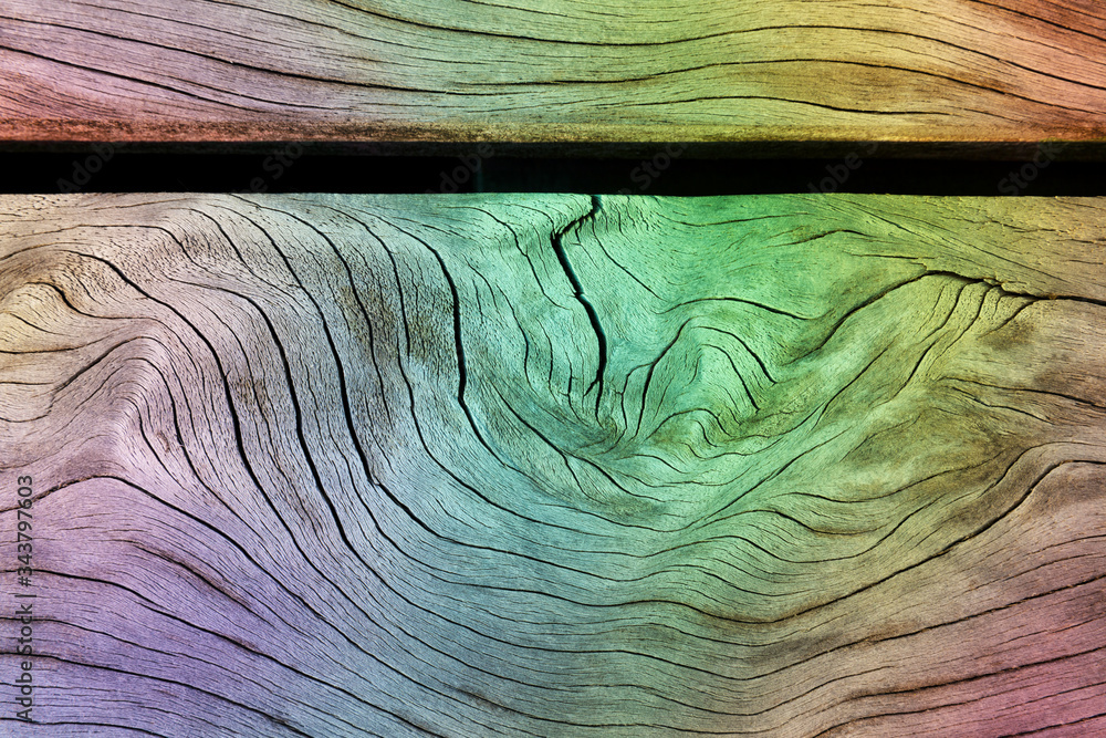 Wood grain texture planks with a rainbow effect background, Multicolor ...