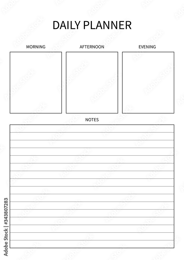 Daily planner for diary, organiser, notebook. Printable A4 planner ...