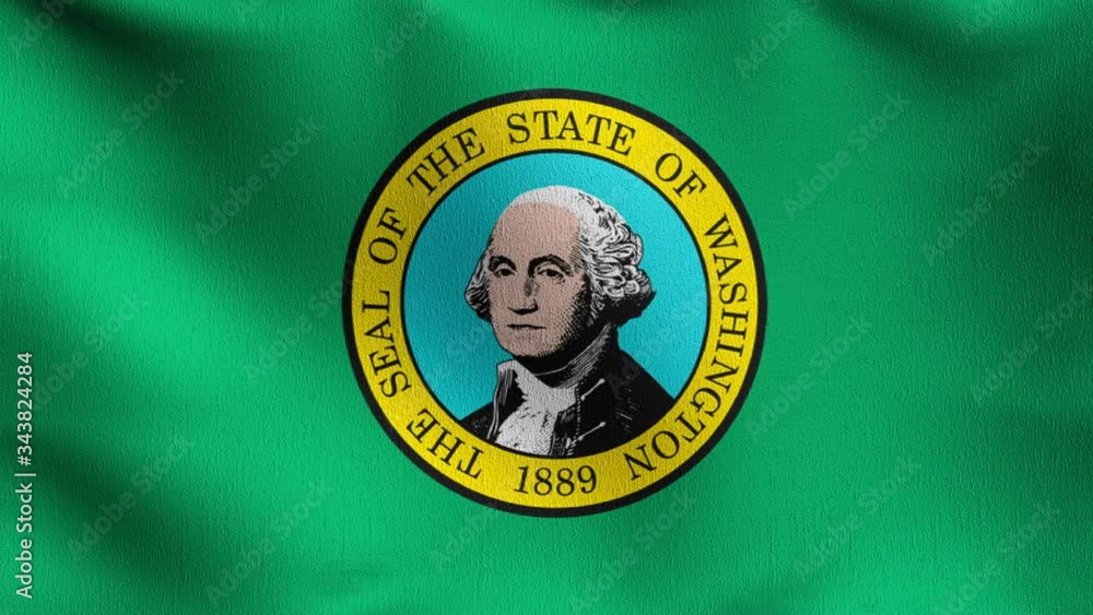 Seamless Loop 4K VDO. Washington state flag in The United States of ...