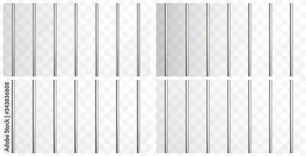 Prison metal bars set isolated on transparent background. Iron and ...
