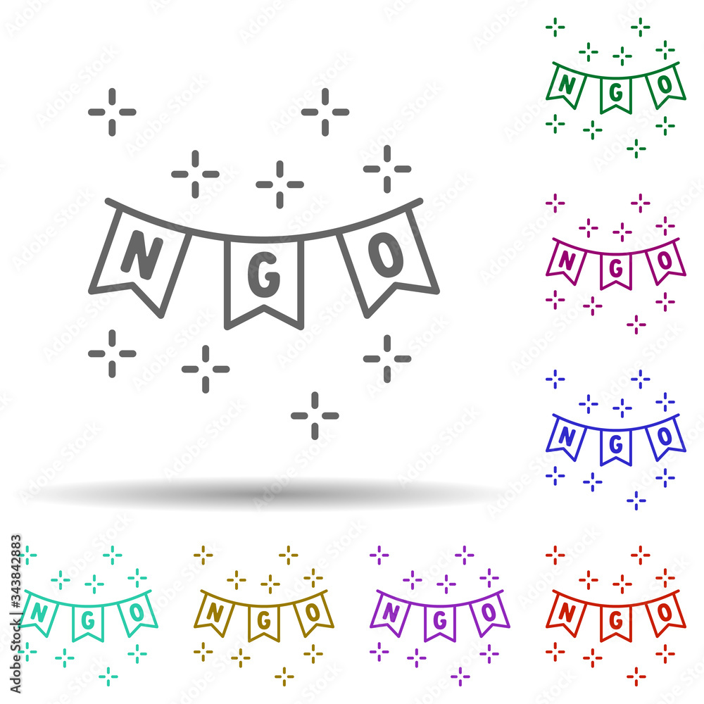 Ngo flags multi color icon. Simple thin line, outline vector of no ...