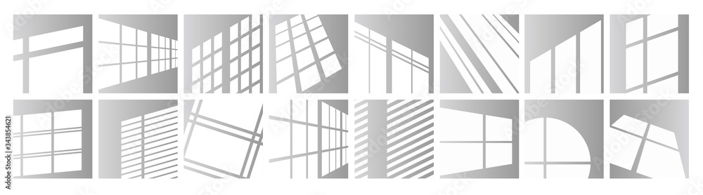 Window light vector illustration set. Sunlight reflection of window ...