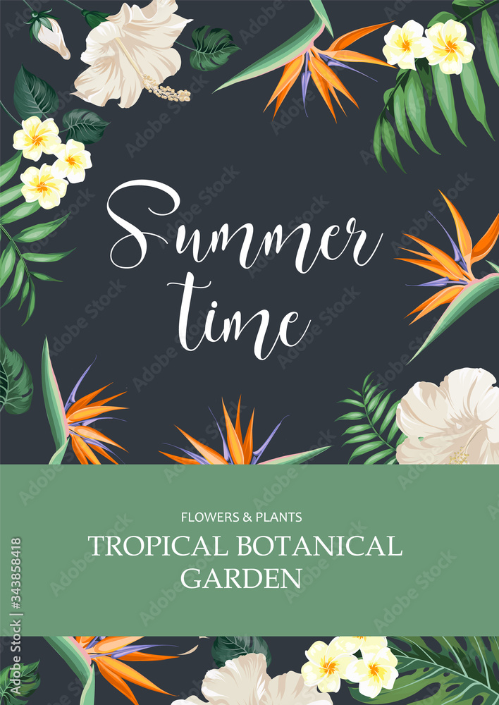 Avesome design for you personal cover with text Summer time. Floral ...