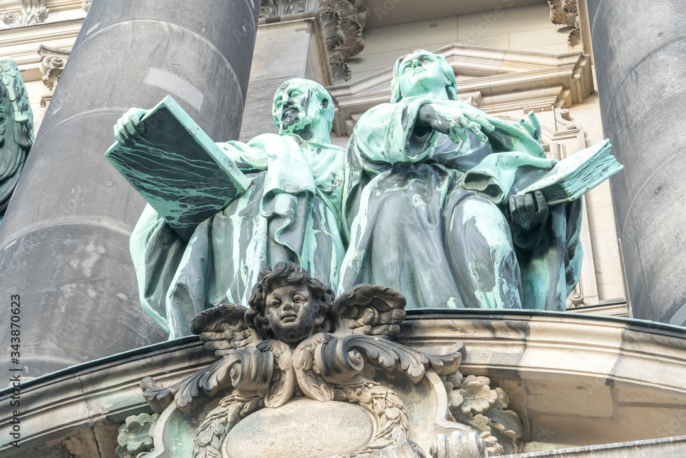 Copper statues of disciples Luke and John designed by Gerhard Janensch ...