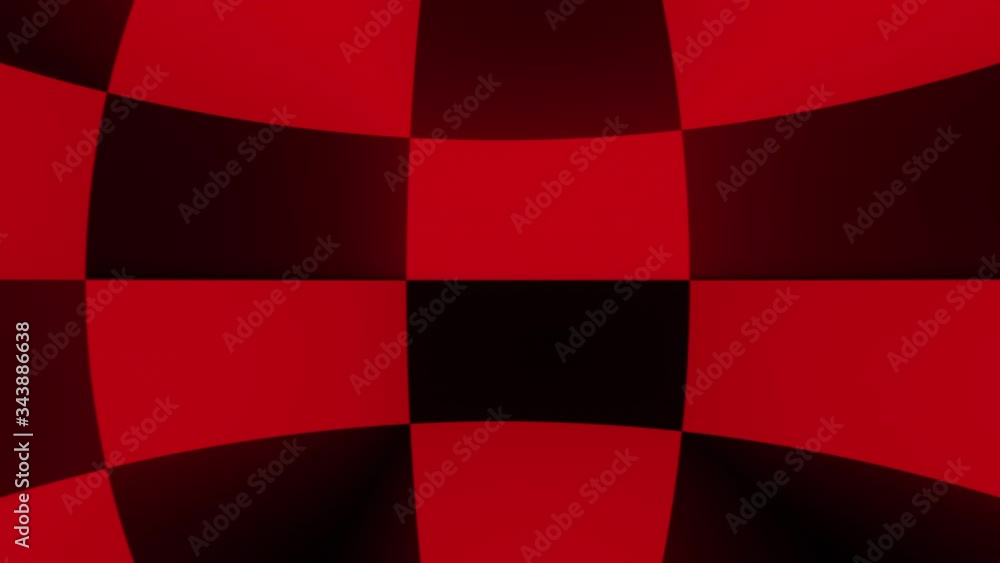 Inside a rotating ball (pov) made of red and black material (like a ...