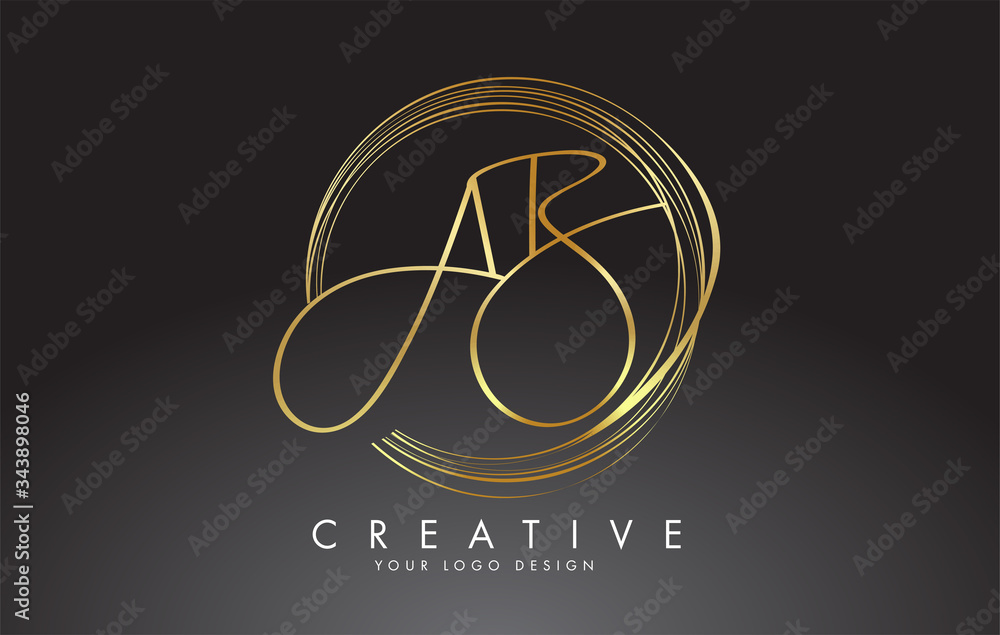 Handwritten Golden AB A B Letters Logo with a minimalist design. AB A B ...
