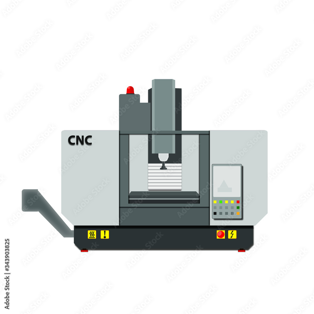 milling machine, cnc - computer numeric control machin Stock Vector ...