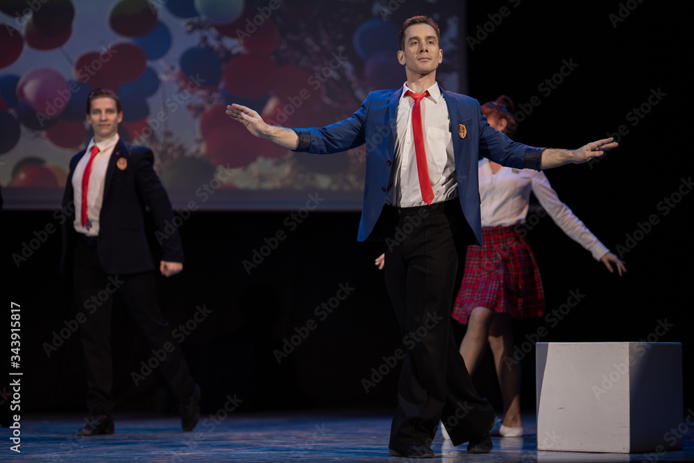 Dancers actors perform in the theater on stage in a dance show Stock ...
