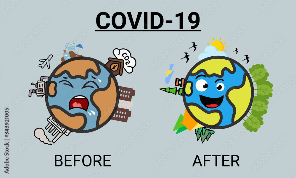 Vetor de Novel coronavirus (Covid-19) outbreak impacts on earth. Earth ...