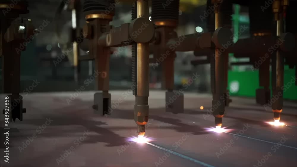 Modern Industrial Line of Steel production, Cutting, Welding, Grinding ...