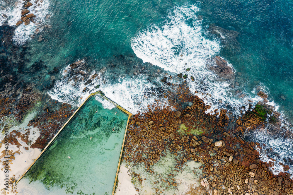 Aerial view of tidal pool in St. James, Cape Town, Western Cape, South ...