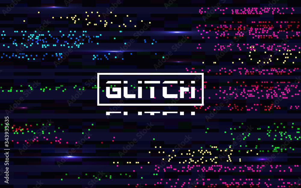 Glitch pixel backdrop. Glitched color lines. Digital distortion effect ...