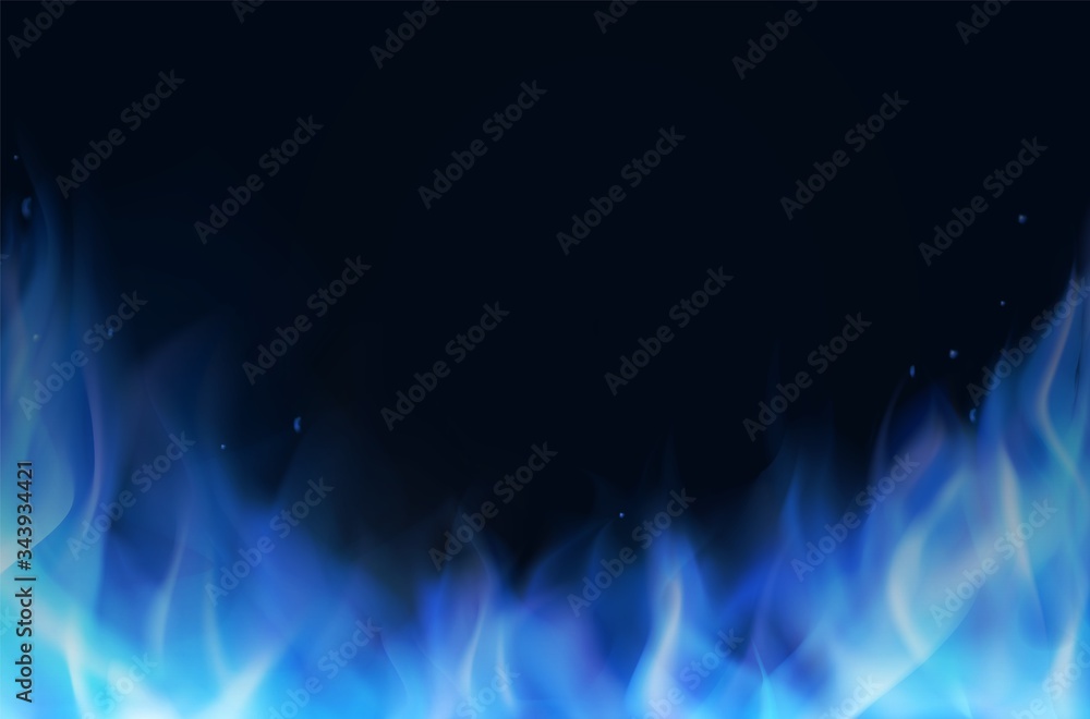 Blue fire flame realistic background Stock Vector | Adobe Stock