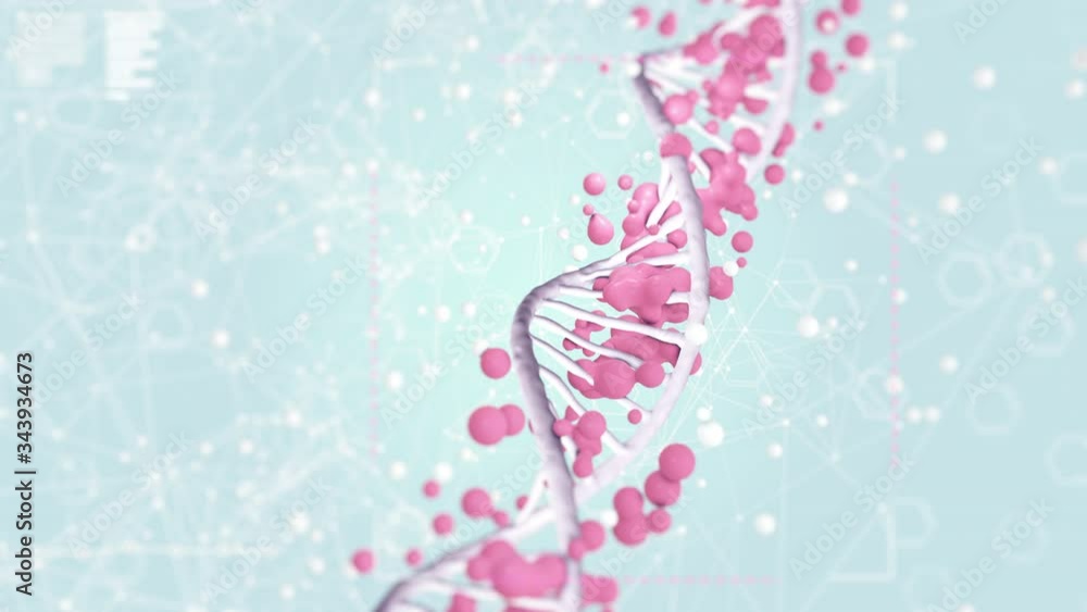 3D animation of rotating and analyzing DNA strand surrounded and ...
