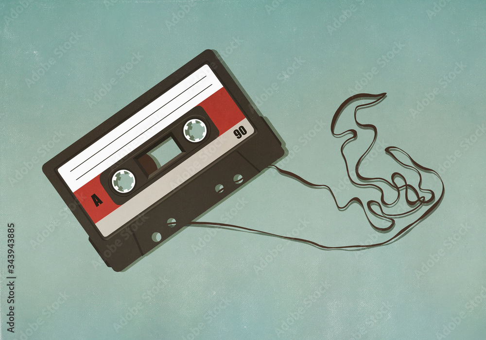 Pulled cassette tape Stock Photo | Adobe Stock