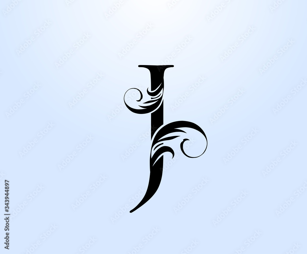 Luxury letter J Crest logo. Vintage classic drawn emblem for book ...