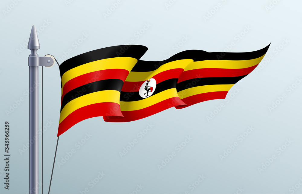 Uganda flag state symbol isolated on background national banner ...