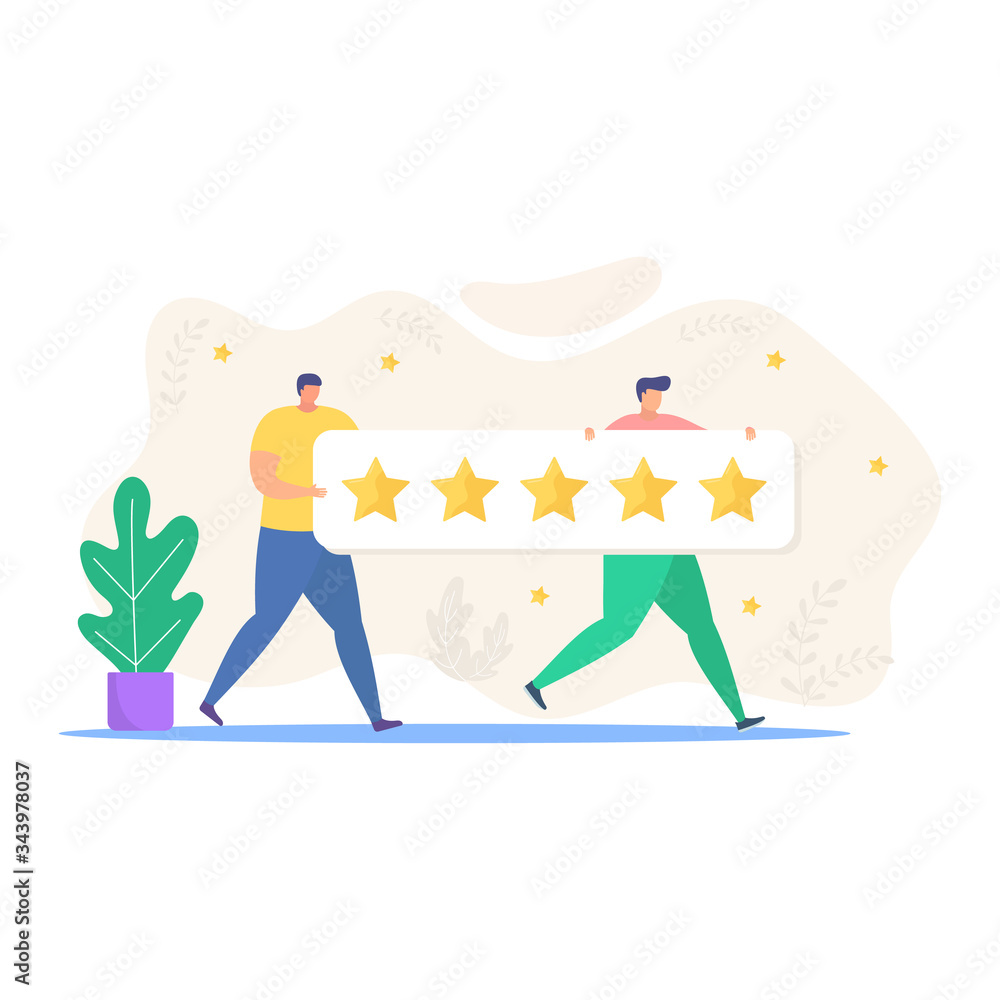 Review feedback vector illustration. Cartoon tiny people reviewing ...