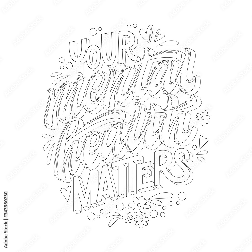 Vecteur Stock Stop Depression Typography Coloring Page For Adults Your 