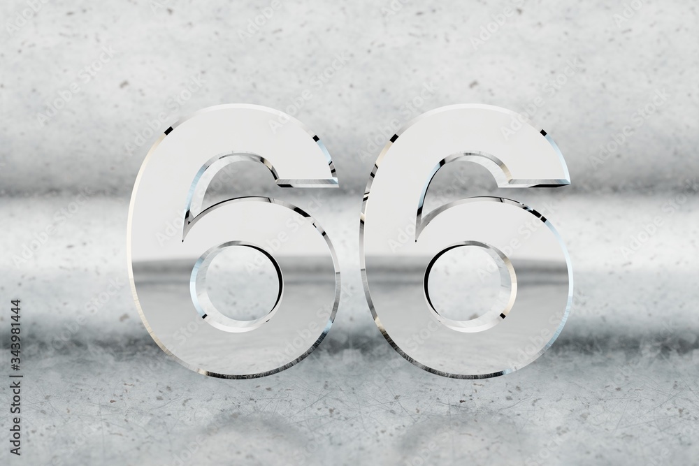 Chrome 3d number 66. Glossy chrome number on scratched metal background ...