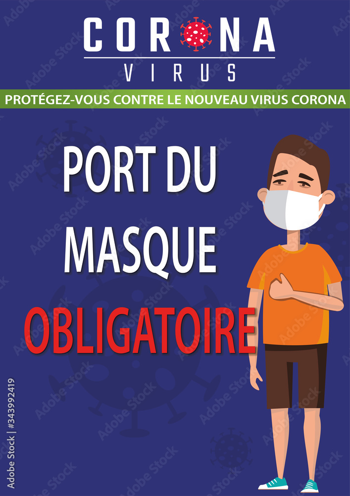 Vetor de carte ou bandeau pour le port du masque obligatoire à cause du ...