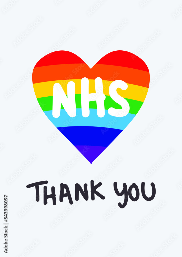 THANK YOU NHS rainbow love heart vector - Coronavirus pandemic 2020 ...