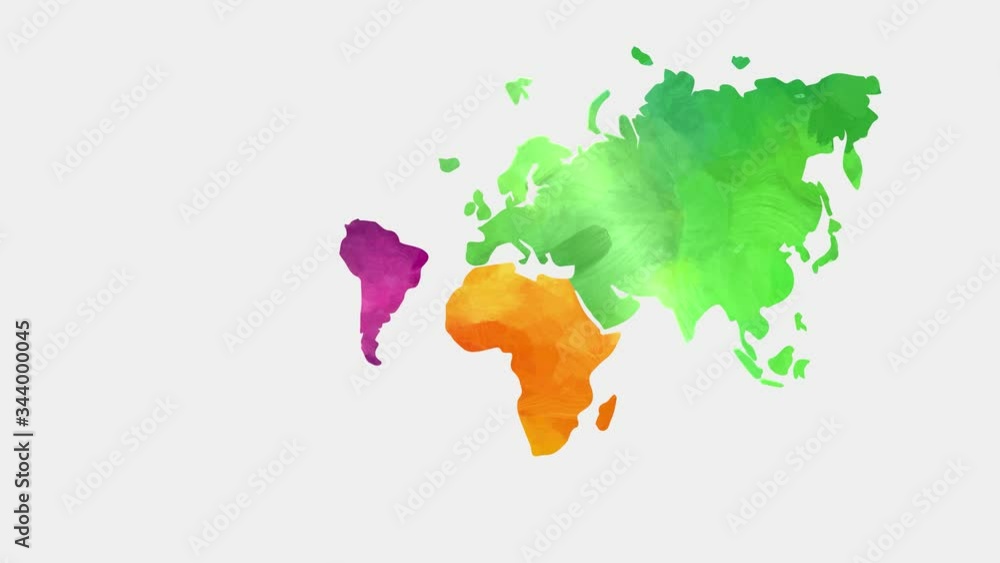 Spring And Scaling Motion Of Original World Map Concept Art Designed ...