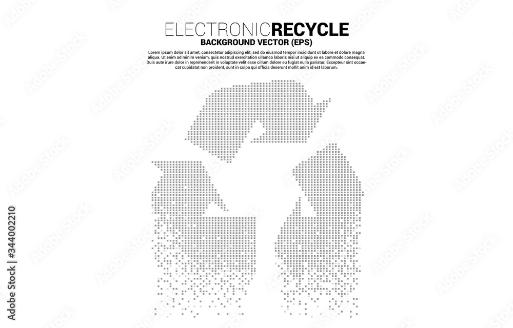 Recycle icon from pixel transform. background for Electronic waste and ...