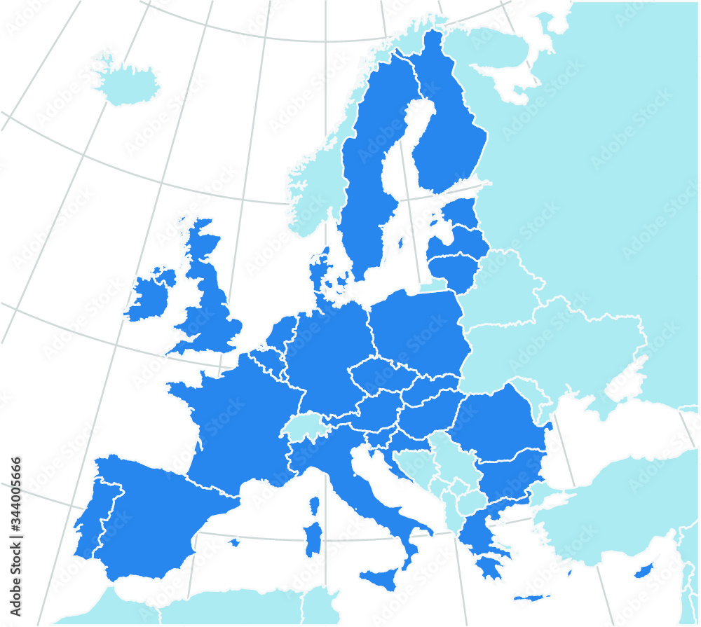 Europe map with the European Union. Highly detailed vector outlines ...