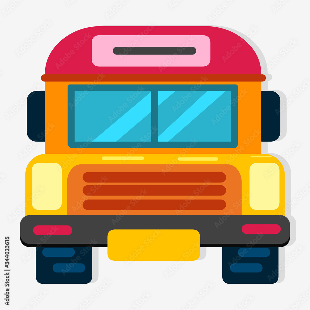school bus front view vector illustration in flat style Stock Vector ...