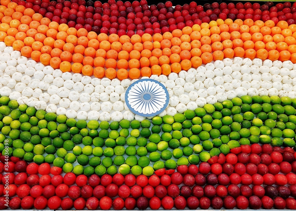 Indian Flag Made Out Of Fruits And Vegetables Stock Photo | Adobe Stock