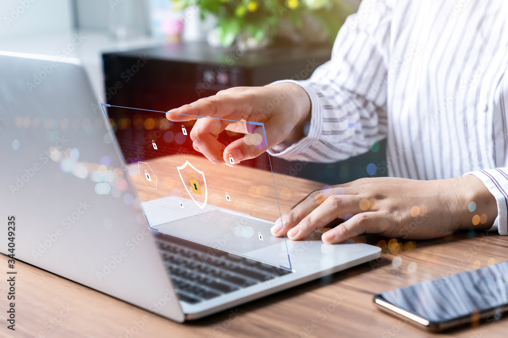 Laptop Computer with Data protection, Cyber security, information ...