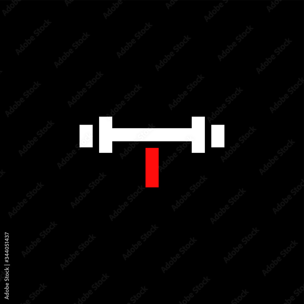 Minimal abstract letter T gym logo with dumbbell or barbell. Creative ...