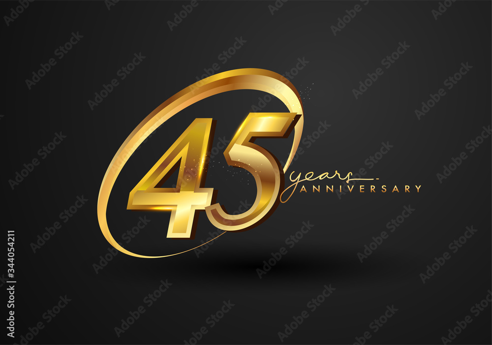 45 Years Anniversary Celebration. Anniversary logo with ring and ...