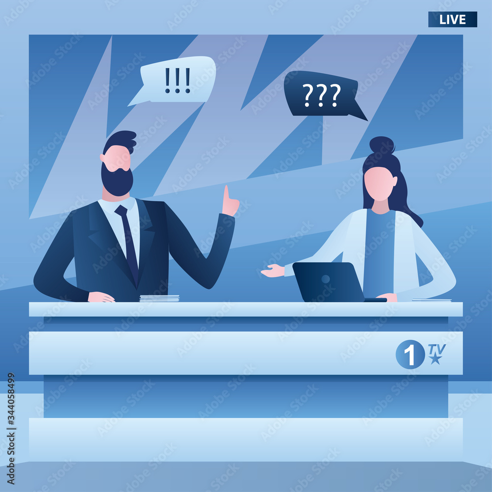 Talk Show On Tv Journalist And Guest Talking In Modern Television talk-show-on-tv-journalist-and-guest-talking-in-modern-television