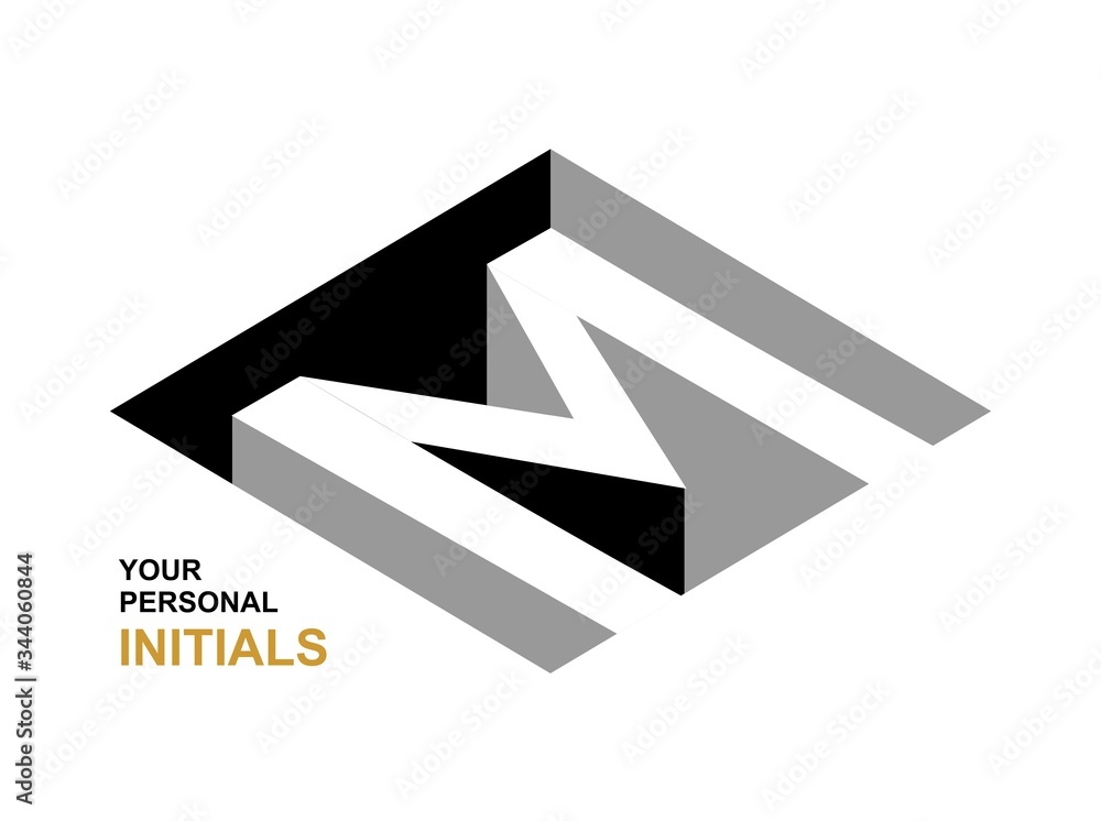 Isometric Letter M Template For Creating Logos Emblems Monograms 