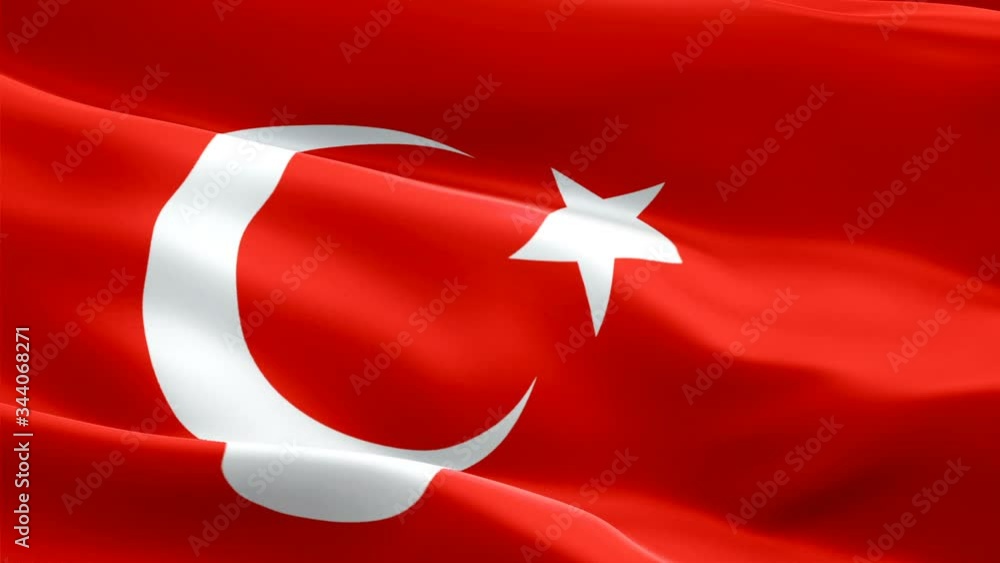 Turkish flag Closeup 1080p Full HD 1920X1080 footage video waving in ...