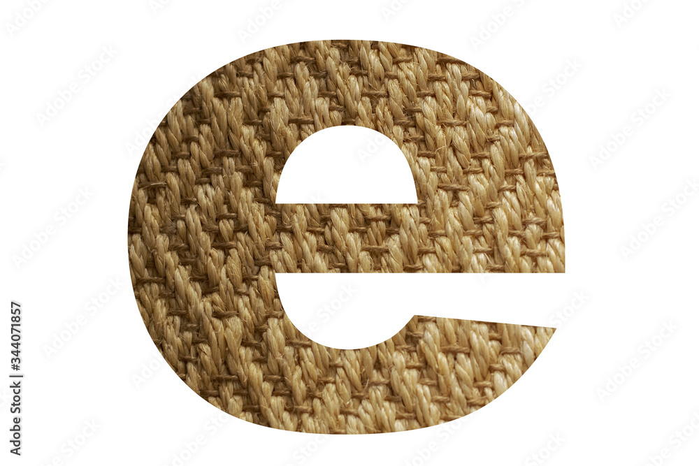 Letter " e " of the alphabet Woven jute carpet. Illustration of the ...