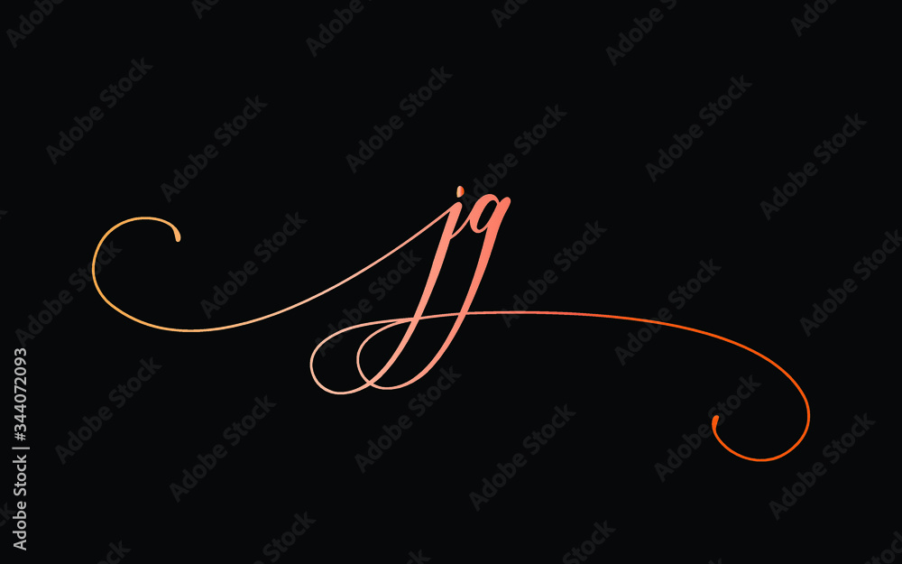 jg or j, g Lowercase Cursive Letter Initial Logo Design, Vector ...