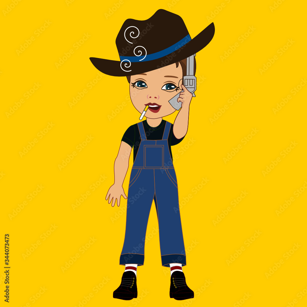 emoticon with smoking cowboy tipping his hat with a gun, wild west ...