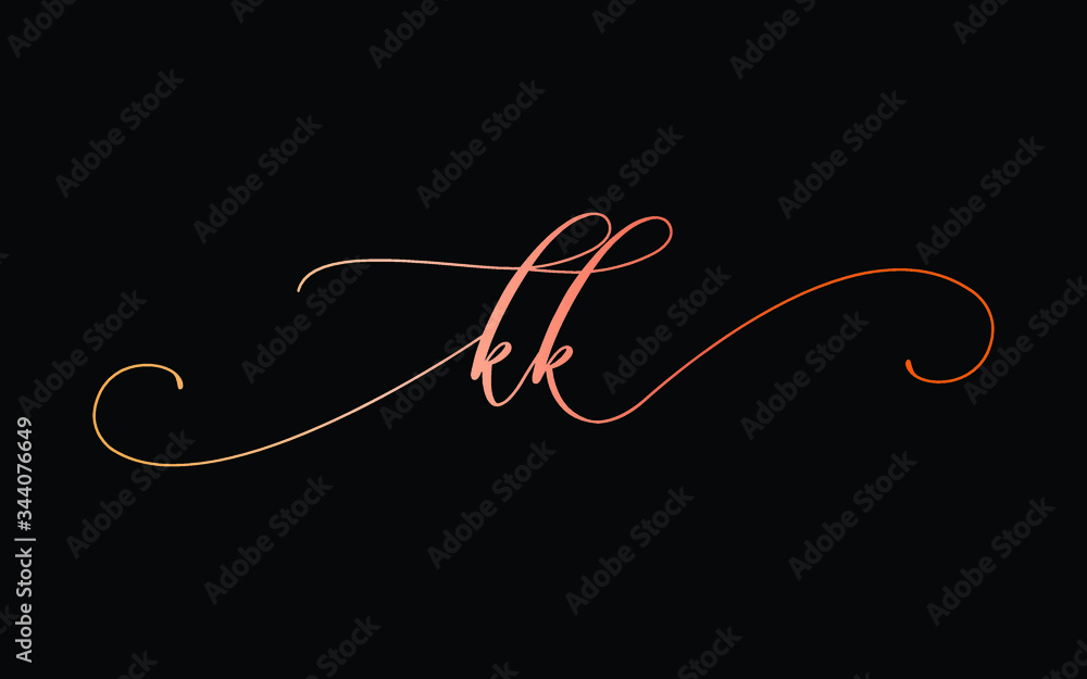kk or k Lowercase Cursive Letter Initial Logo Design, Vector Template ...