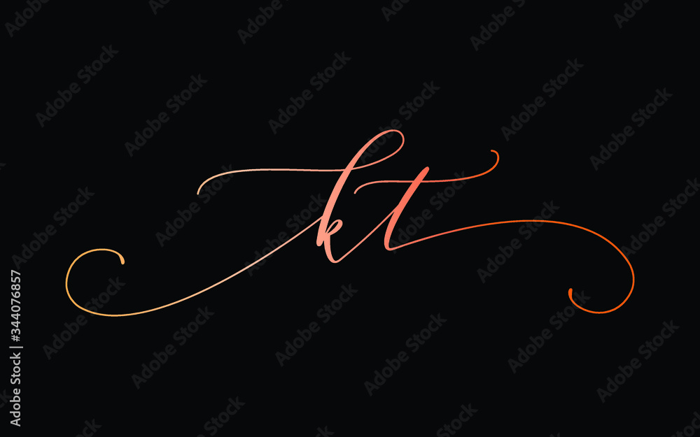 kt or k, t Lowercase Cursive Letter Initial Logo Design, Vector ...