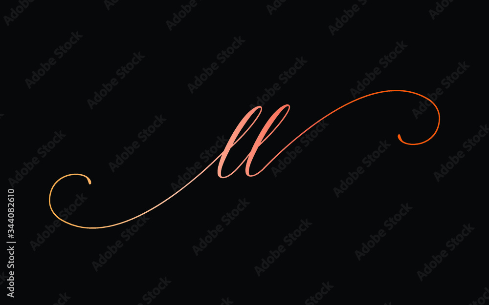 ll or l Lowercase Cursive Letter Initial Logo Design, Vector Template ...