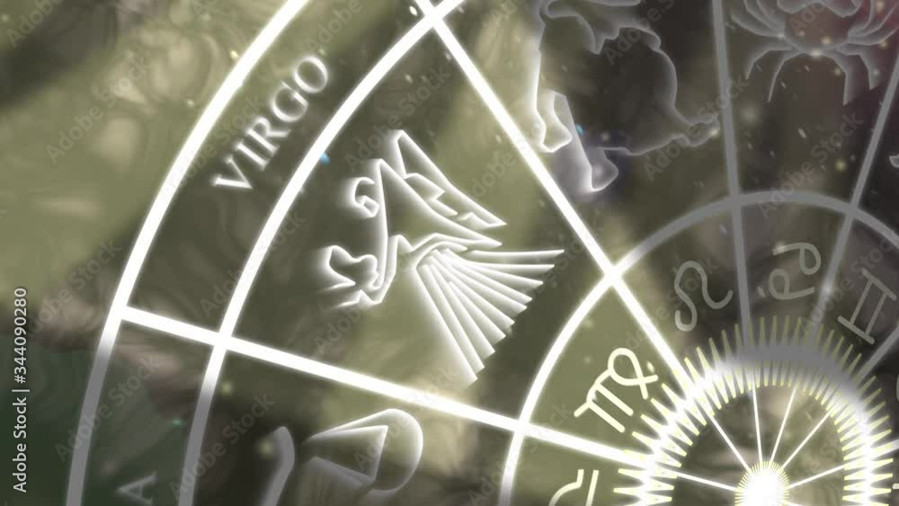 Virgo zodiac sign. 4K animation of the Virgo symbol and star sign ...