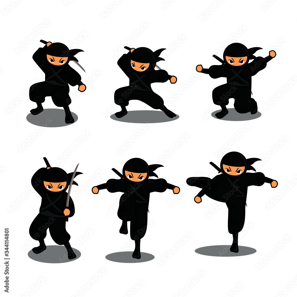 Cartoon black ninja action set number 1 Stock Vector | Adobe Stock Cartoon black ninja action set number 1 Stock Vector | Adobe Stock